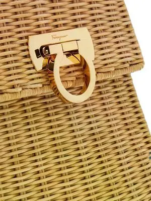 FERRAGAMO Woven Wicker Tote Bag - Neutrals