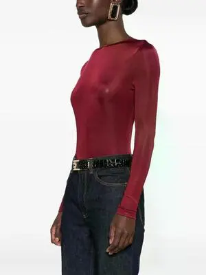 Saint Laurent Open-back Long-sleeve Bodysuit