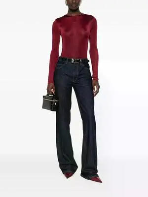 Saint Laurent Open-back Long-sleeve Bodysuit - Red