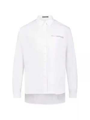 BETTY BARCLAY Embellished-pocket High-low Shirt - White