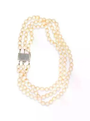 Vintage Three-strand Faux Pearl Necklace With Crystal Embellishment