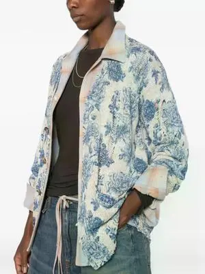 R13 Floral Print Distressed Cardigan