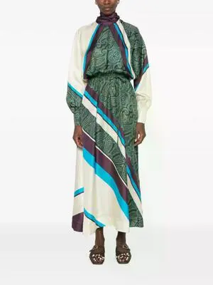 ALEMAIS Joni Paisley-print Striped Midi Dress