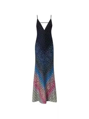 Missoni Zigzag Knit Open-back Maxi Dress - Blue