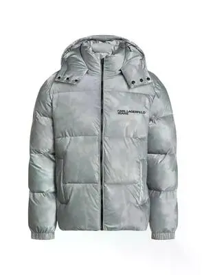 Karl Lagerfeld Regular Shiny Puffer Jacket - Silver