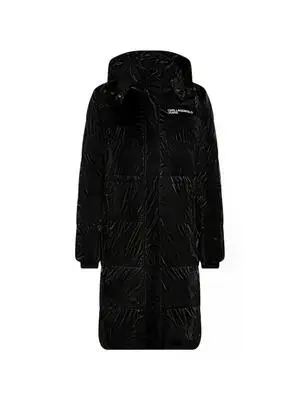 Karl Lagerfeld Long Shiny Puffer Jacket - Black