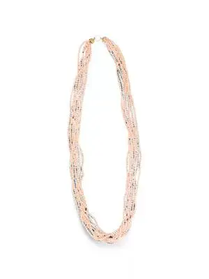 Vintage Beaded Multi-strand Necklace - Pink