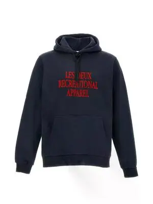 LES DEUX Logo-print Drawstring Hoodie - Blue