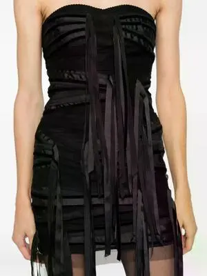 Attico Fringed Strapless Mini Dress