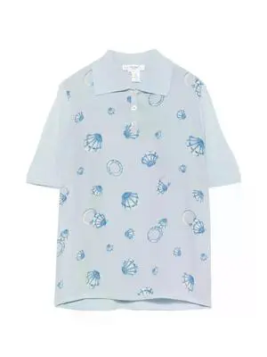 Celine 2000s Shell-print Polo Shirt - Blue