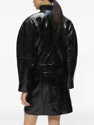 Karl Lagerfeld Croc-effect Leather Cropped Jacket
