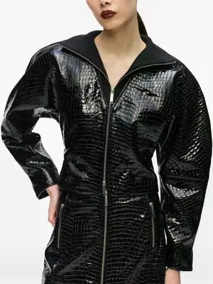 Karl Lagerfeld Croc-effect Leather Cropped Jacket