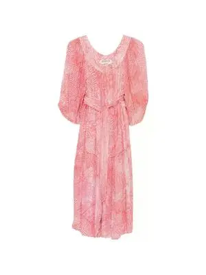 A.N.G.E.L.O. VINTAGE CULT 1970s Abstract Print Belted Midi Dress