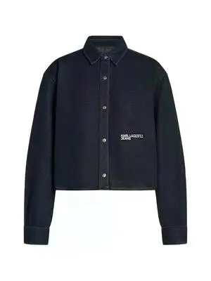 Karl Lagerfeld Boxy Logo Detail Denim Shirt - Blue