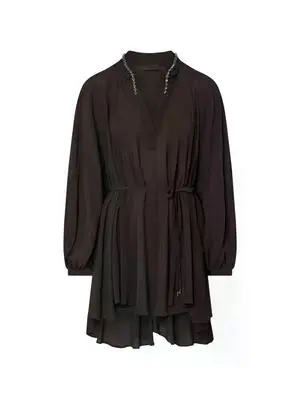 Liu Jo Short Dress In Georgette - Brown
