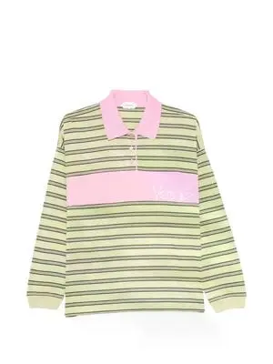 Versace Buttoned Striped Polo Shirt - Green