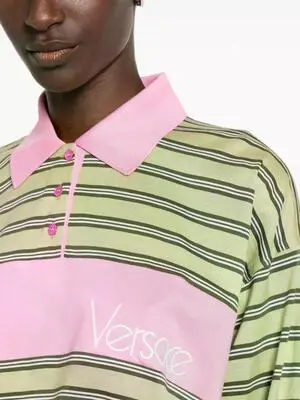 Versace Buttoned Striped Polo Shirt