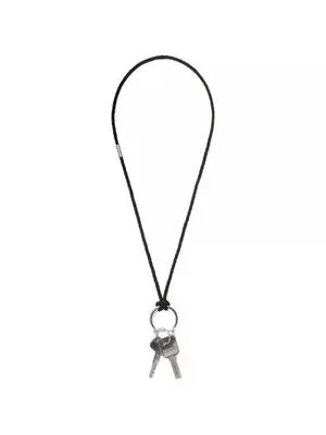LEMAIRE Keyring Necklace With Braided Recycled Leather Cord - Silver