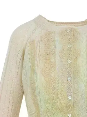 Ermanno Scervino Lace-panelled Pointelle-knit Cardigan