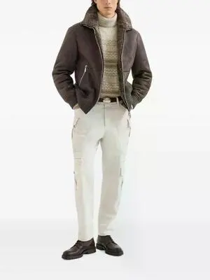 Brunello Cucinelli Vintage-effect Shearling Bomber Jacket