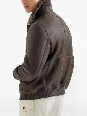 Brunello Cucinelli Vintage-effect Shearling Bomber Jacket