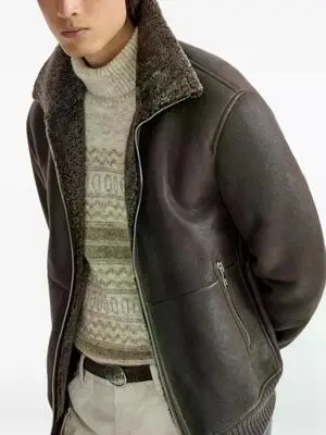 Brunello Cucinelli Vintage-effect Shearling Bomber Jacket