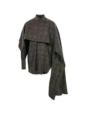 DARKPARK Georgia Check-pattern Draped Shirt - Grey