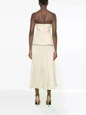 SELF-PORTRAIT Double-breasted Pleated Midi Dress