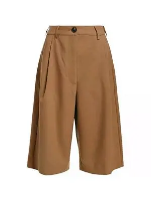 Essentiel Antwerp Pleated Tailored Wide-leg Shorts - Brown