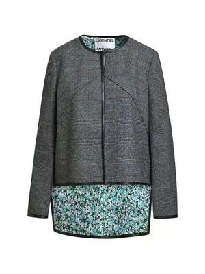 Essentiel Antwerp Kiah Checked-pattern Floral-lining Asymmetric Jacket - Black