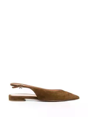 GIANVITO ROSSI Slingback Pointed-toe Ballet Flats - Brown