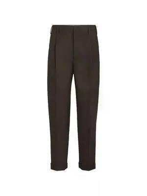 Brunello Cucinelli Virgin-wool Diagonal Trousers With Double Pleats - Brown