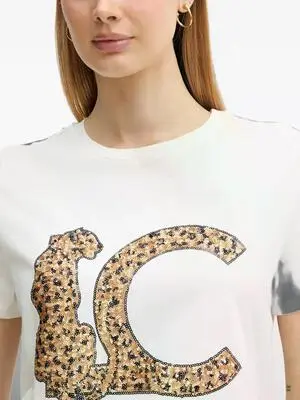 Lola Casademunt Sequin-embellished Logo Print T-shirt
