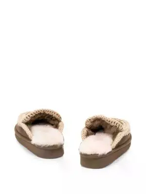 Mou Eskimo Crochet-trim Sheepskin Slippers