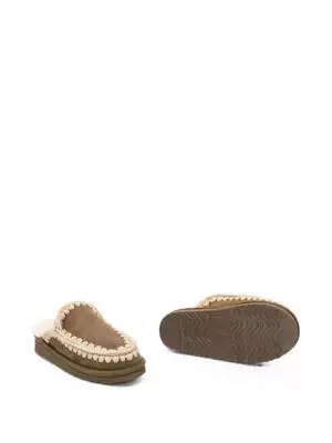 Mou Eskimo Crochet-trim Sheepskin Slippers