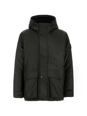 Stone Island Hooded Button-up Jacket - Black