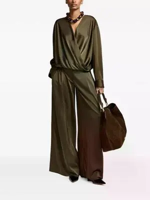 Essentiel Antwerp Pleated Satin Wide-leg Palazzo Trousers