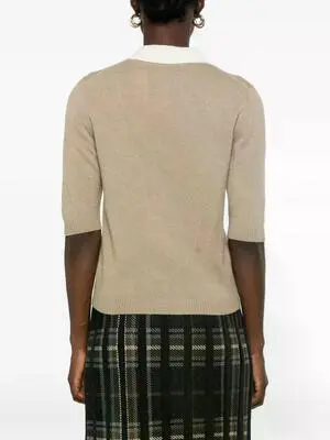 Eric Bompard Two-tone Cashmere Polo Top