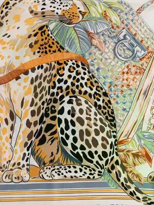 FERRAGAMO Gancini Leopard-print Scarf