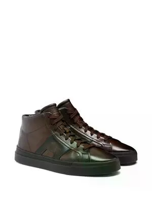 Santoni Double-buckle Leather High-top Sneakers