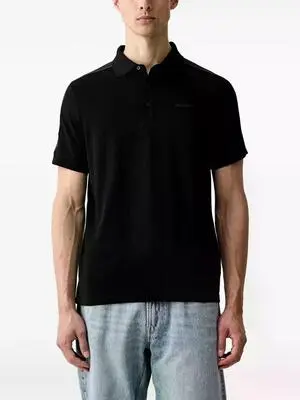 Karl Lagerfeld Logo-print Tape-detail Polo Shirt - Black