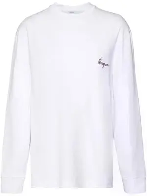 FERRAGAMO Botanical-print Long-sleeved T-shirt - White