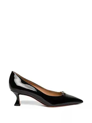 Santoni Patent Leather Buckle-detail Pumps - Black