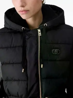 Liu Jo Quilted Puffer Vest With Hood And Drawstring Waist