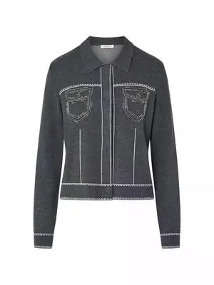 Liu Jo Knit Jacket With Beads - Grey