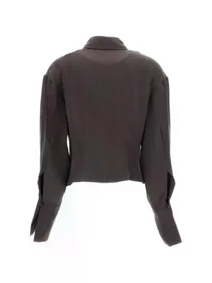 Andamane Lilia Draped-neck Long-sleeve Blouse