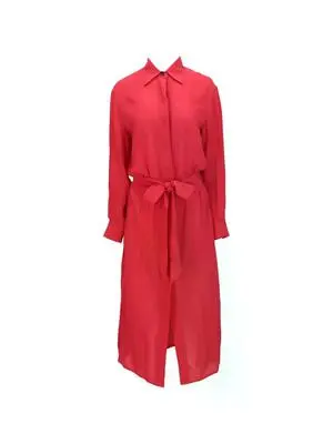 Isaia Belted Long-sleeve Midi Dress