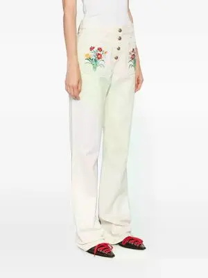 Valentino Garavani Ivory Floral Embroidered Jeans