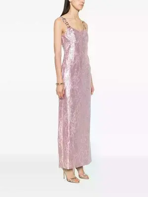 Versace Crushed-effect Buckled-straps Gown