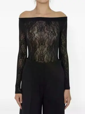 Saint Laurent Floral-pattern Bodysuit - Black